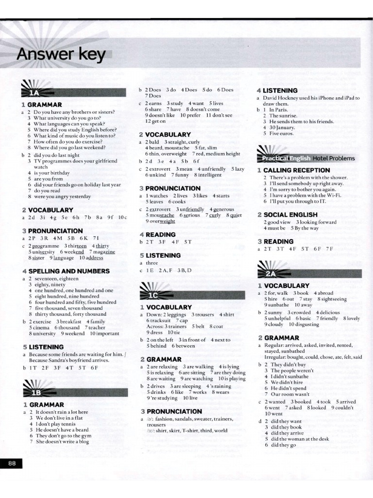 Englishfile3rd Pre Int WB Key | PDF