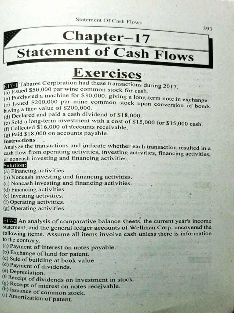 Ch-17 Cash Flow Statement Ans Sheet | PDF