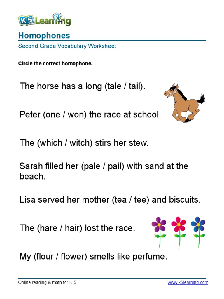 2nd Grade Homophones 5 | PDF