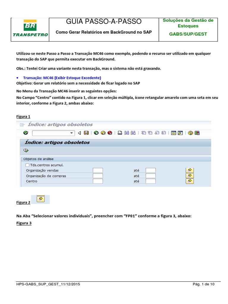 Guia Passo-A-Passo: Como Gerar Relatórios em Background No Sap | PDF ...
