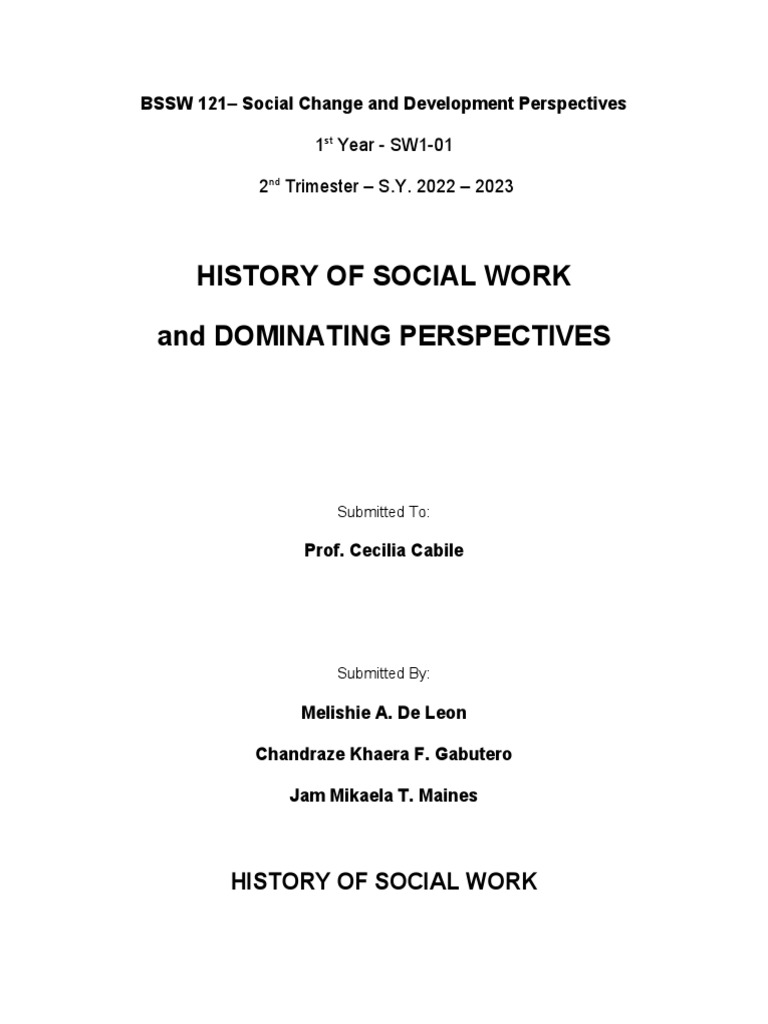 History of Social Work and Dominating Perspectives SCDP | PDF | Social ...