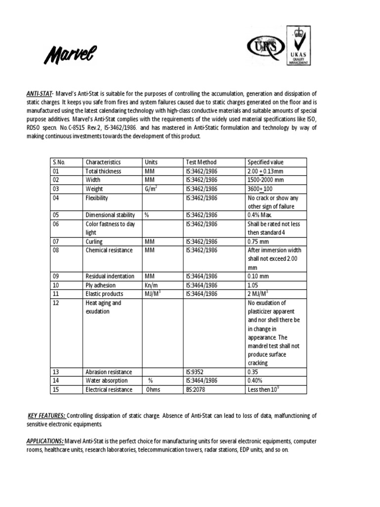 Anti-Static Flooring Specifications | PDF | Electrical Resistance And ...