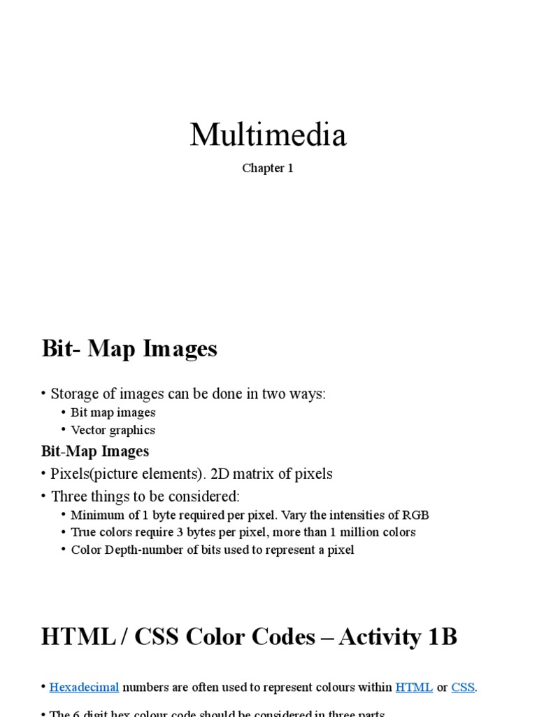Chapter 1 - Multimedia | PDF | Image Resolution | Pixel