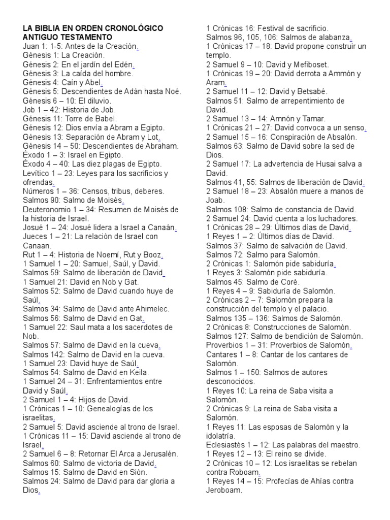 LA BIBLIA EN ORDEN CRONOLÓGICO AÑO BIBLICO | PDF