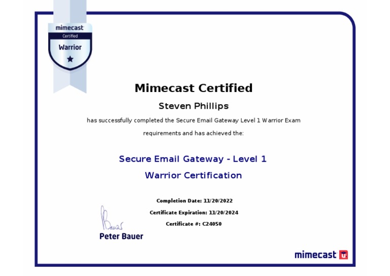 Mimecast Secure Email Warrior Cert | PDF