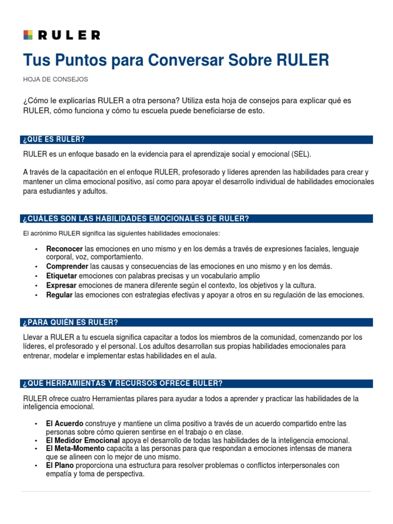 Conversar Sobre RULER | PDF | Las emociones | Aprendizaje