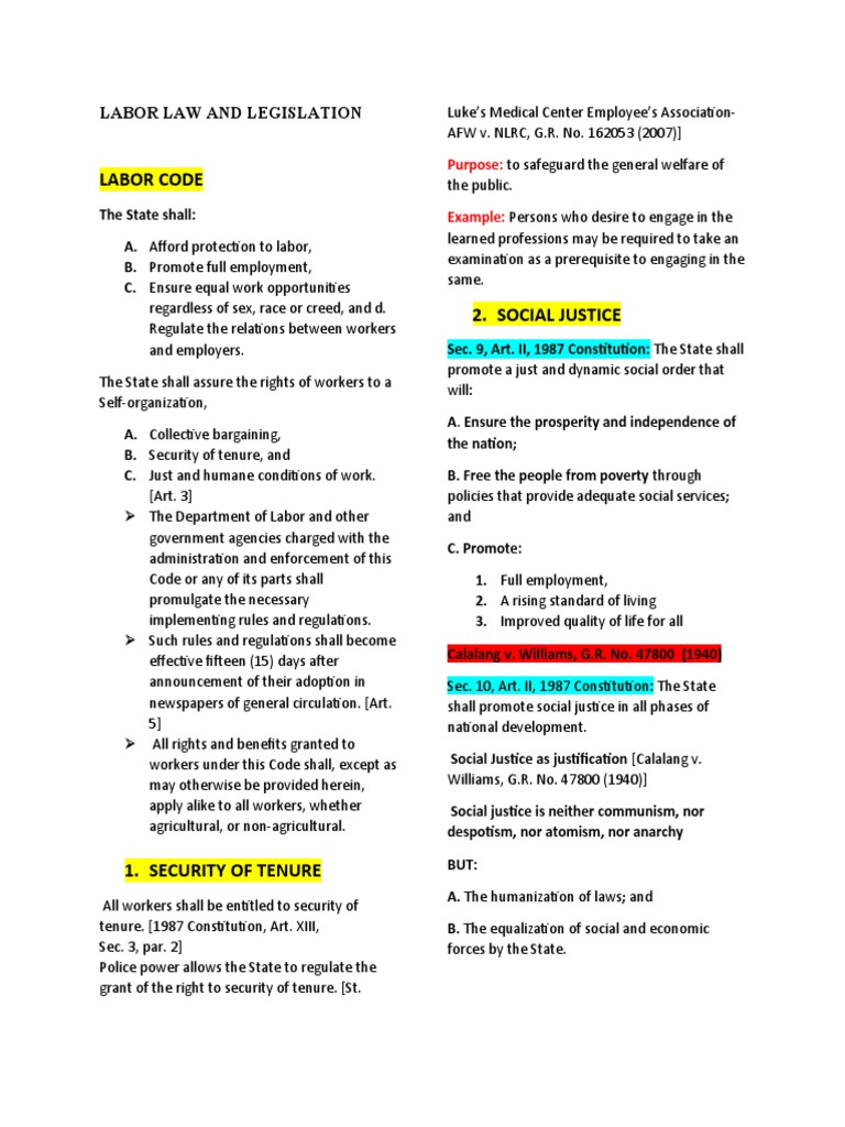 LABOR LAW AND LEGISLATION Lecture 2 | PDF