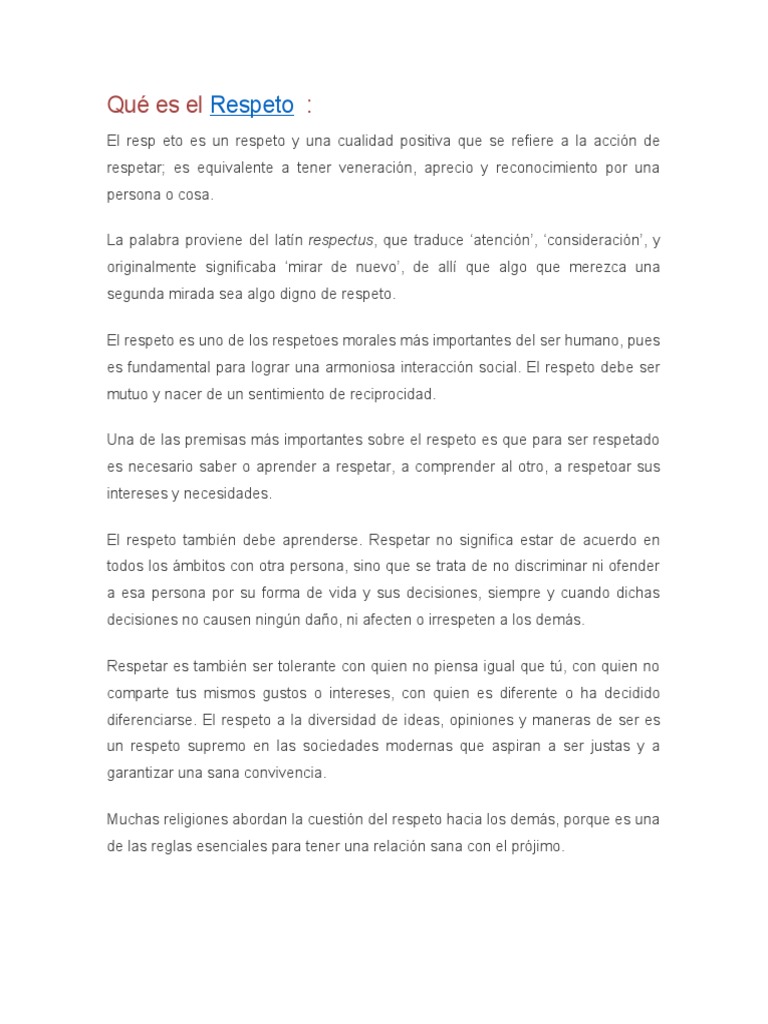 Qué Es El Respeto | PDF