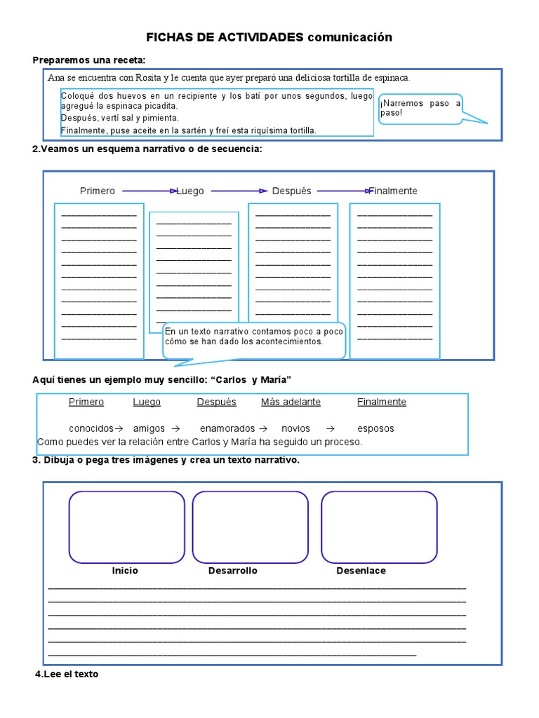FICHAS DE ACTIVIDADES Comunicación | PDF | Narración