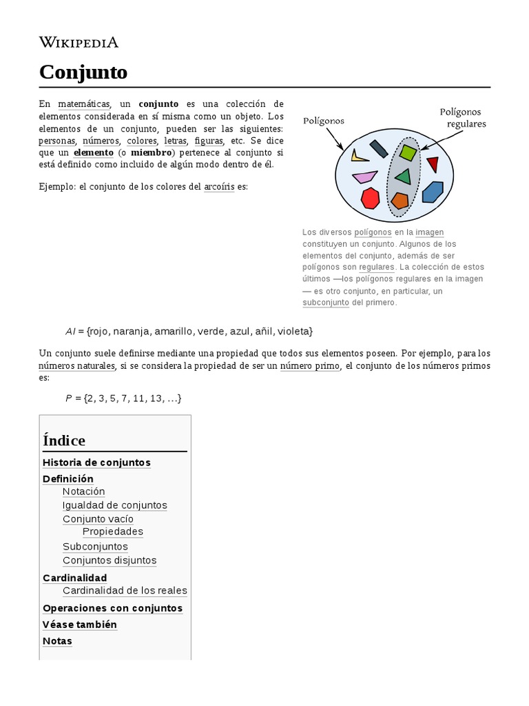 Conjunto | PDF | Conjunto (Matemáticas) | infinito