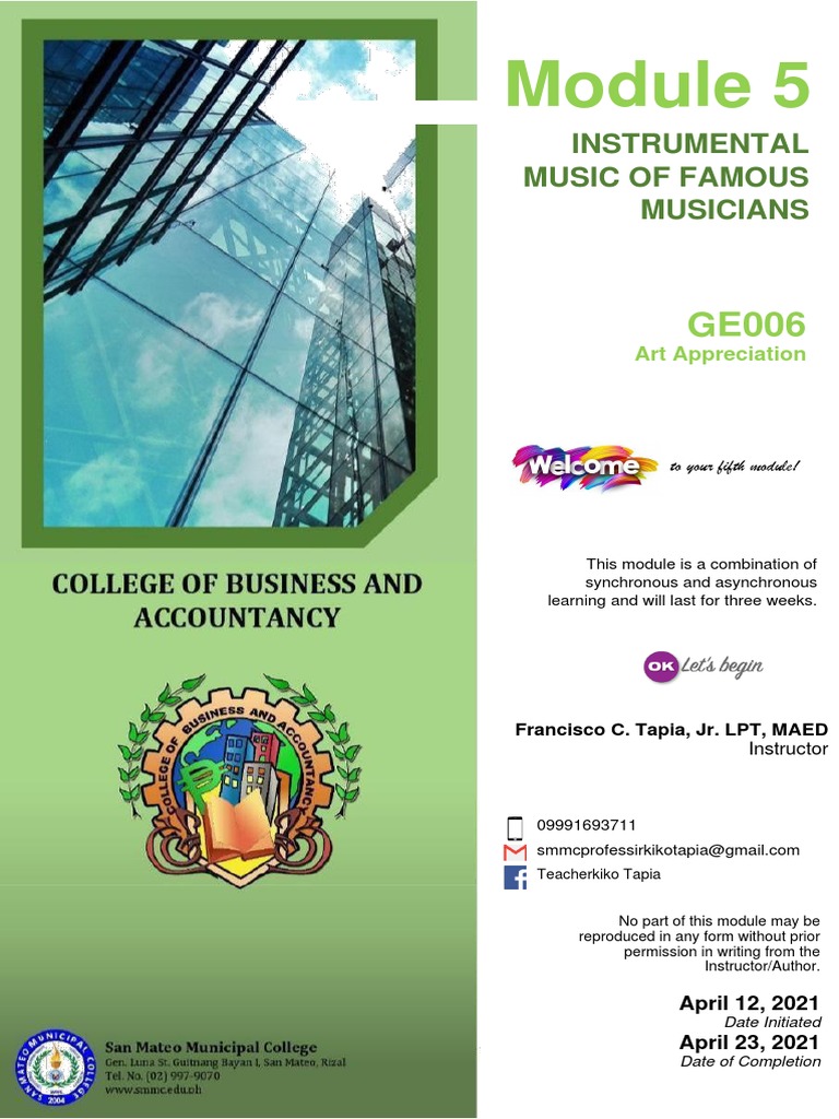 Module 5 GE006 | PDF | Classical Period (Music) | Pyotr Ilyich Tchaikovsky