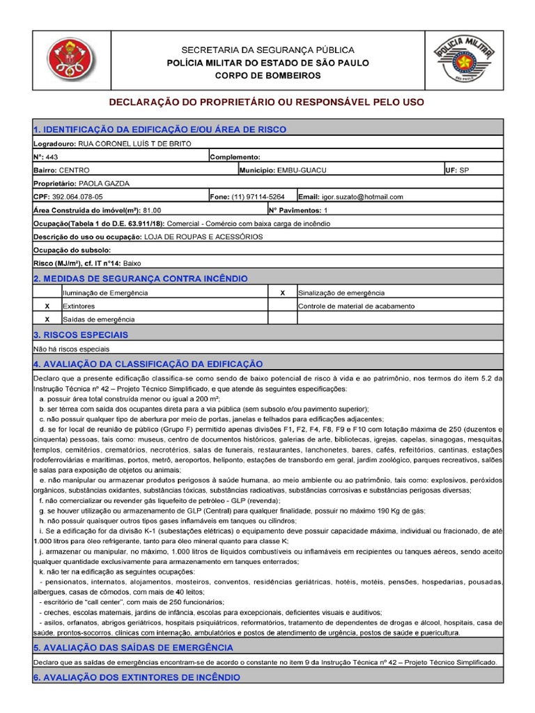 Declaracao CLCB 3604325 | PDF