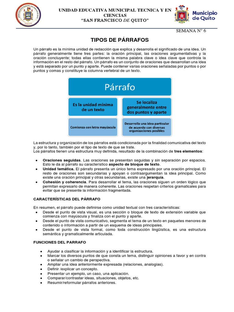Tipos y Estructura de Párrafos | PDF | Oración (Lingüística ...