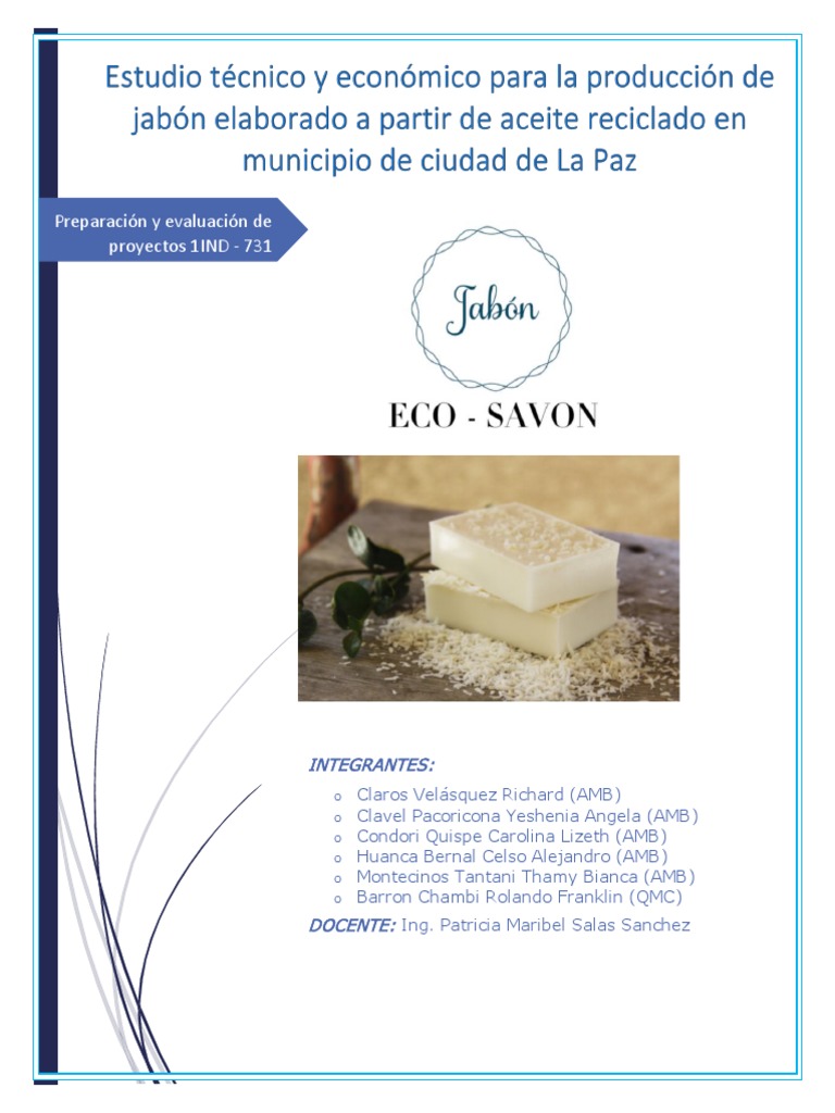 PROYECTO Jabon ECO SAVON | PDF | Residuos | Calidad (comercial)