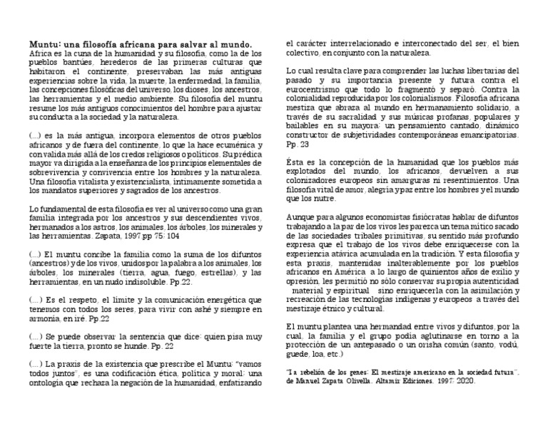 Filosofía Muntu: Unidad y Naturaleza | PDF