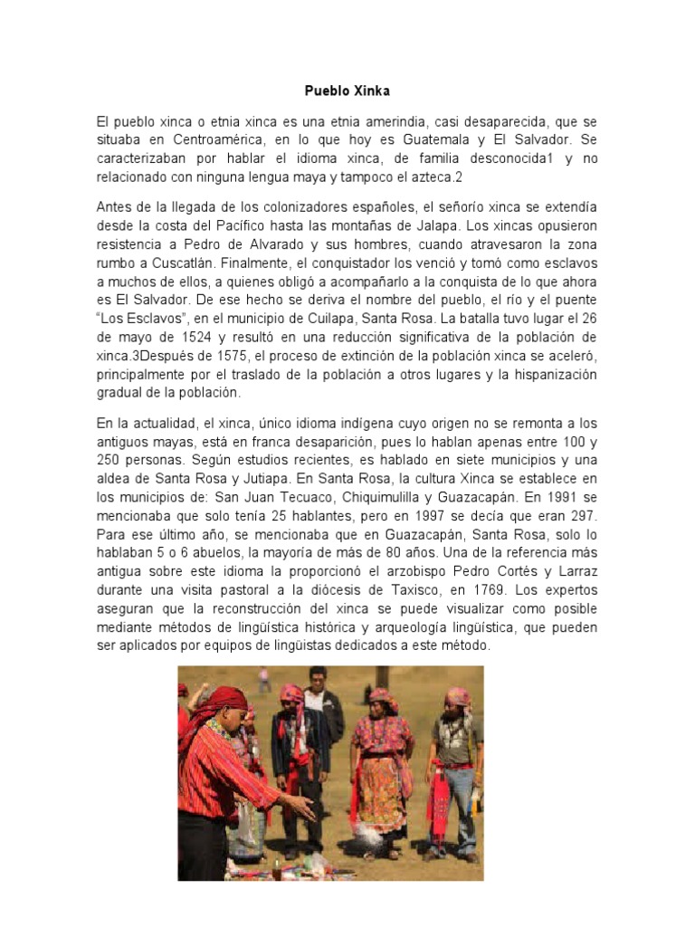 Xinca, Costmbres Comida y Su Traje | PDF | Cultura de las Americas ...