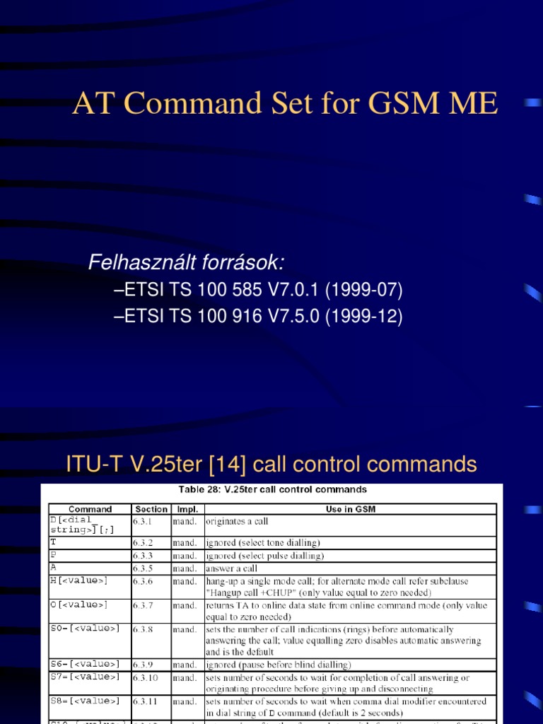 AT Command Set For GSM ME: Felhasznált Források | PDF | Parameter ...