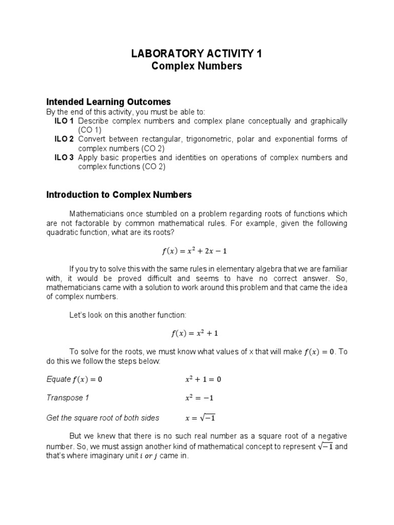 EcE 224 Lab Act 1 | PDF | Complex Number | Function (Mathematics)