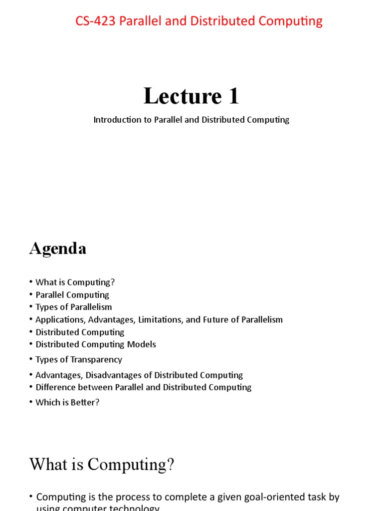 Lecture 1 Parallel And Distributed Computing Pdf Parallel Computing Distributed Computing