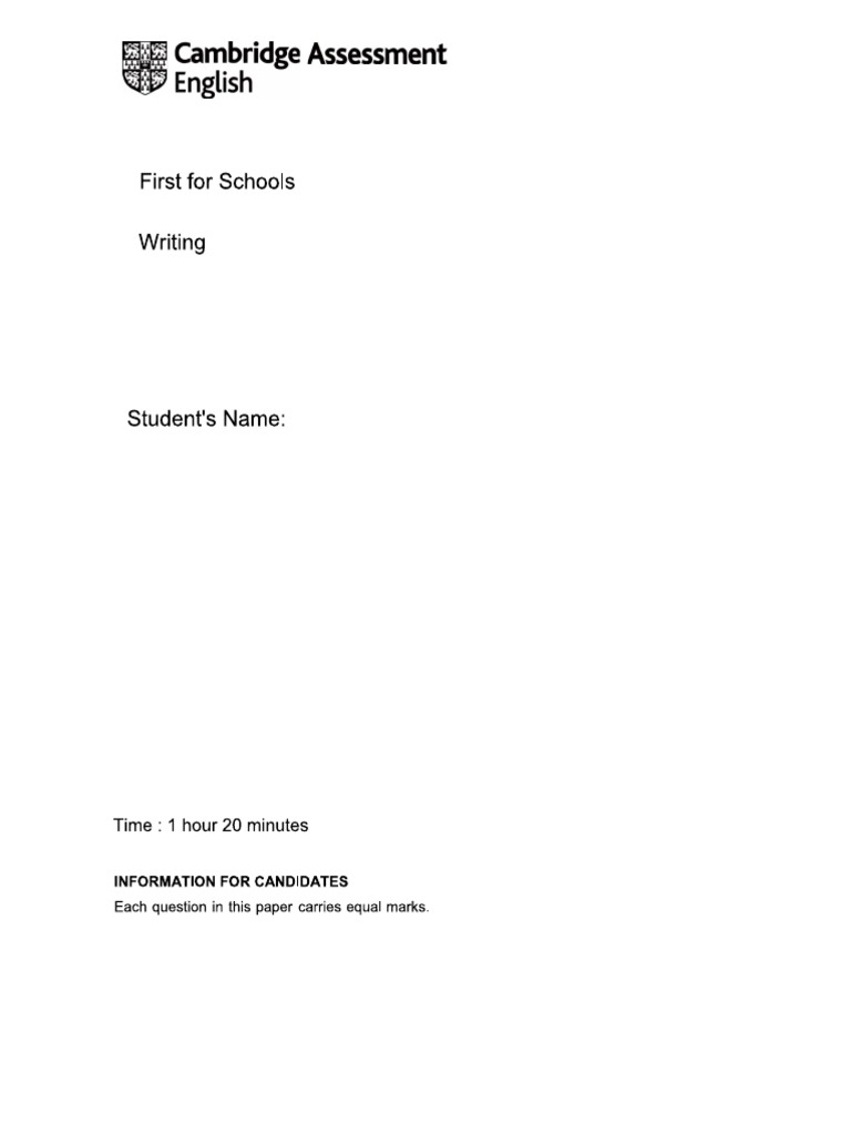 FCE Writing Sample Test | PDF