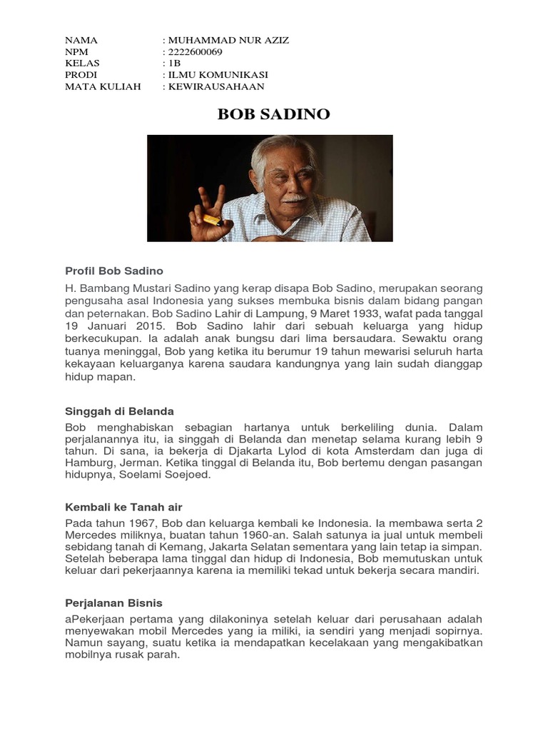 Muhammad Nur Aziz 1B Ilkom. Bob Sadino | PDF