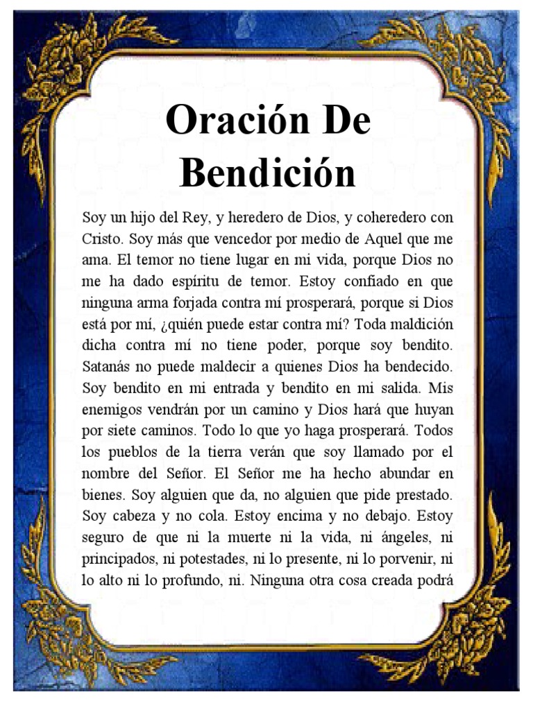 Oracion de Bendicion | PDF | Derecho | Relaciones personales, crianza y desarrollo personal