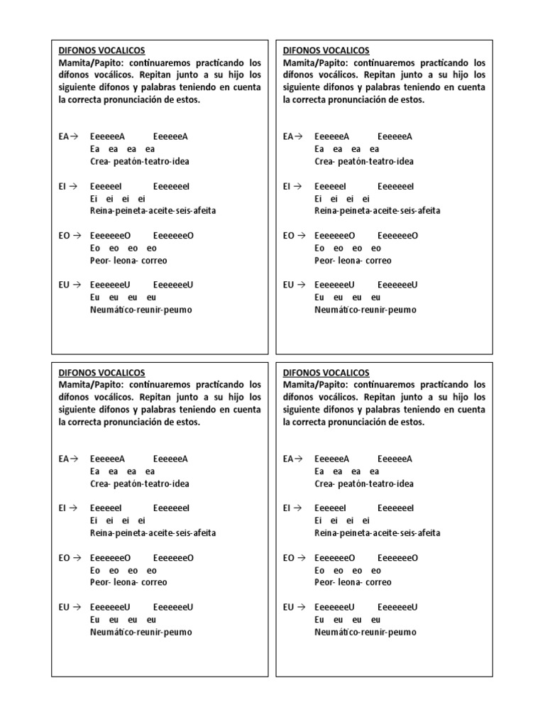 Dif. Vocalicos Ea-Ei-Eo-Eu | PDF
