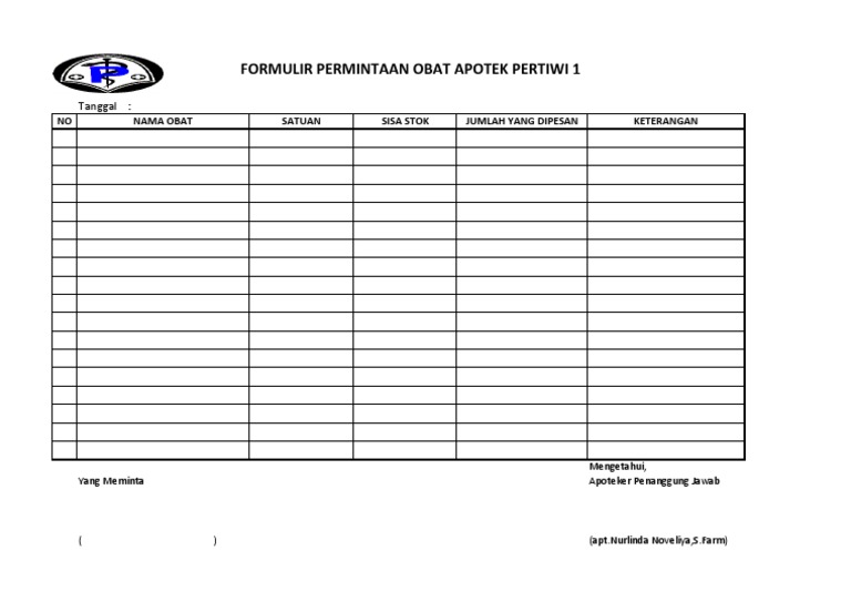 Form Permintaan Obat Pdf