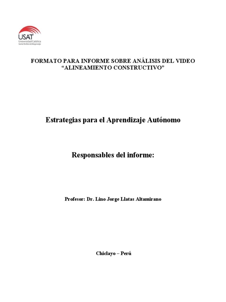 FORMATO DE INFORME | PDF | Aprendizaje | Rúbrica (Académica)