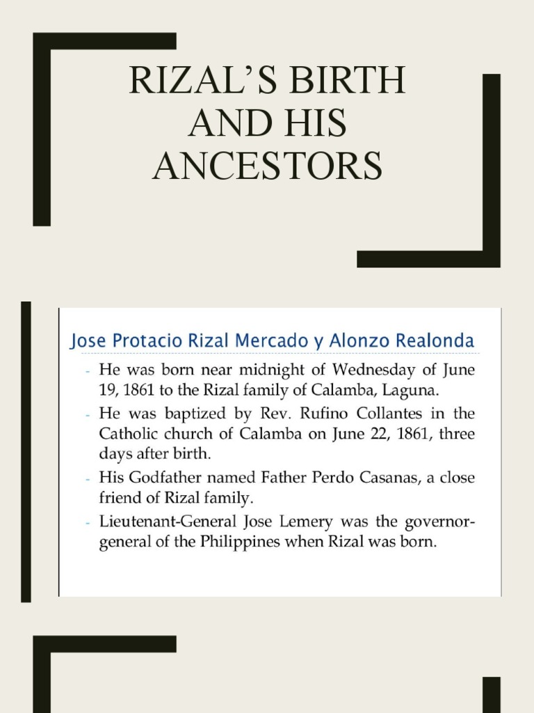 Rizals Birth and His Ancestors | PDF | Ethnicity | Spanish Colonization ...