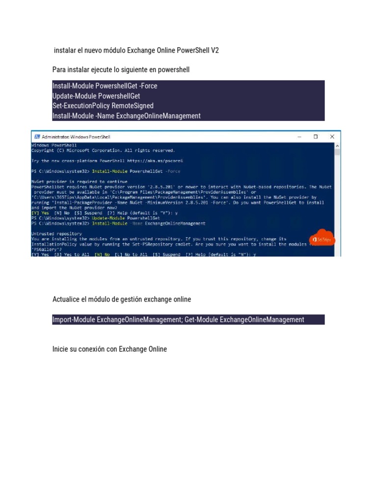 Instalar El Nuevo Módulo Exchange Online PowerShell V2 | PDF | Desarrollo de software ...