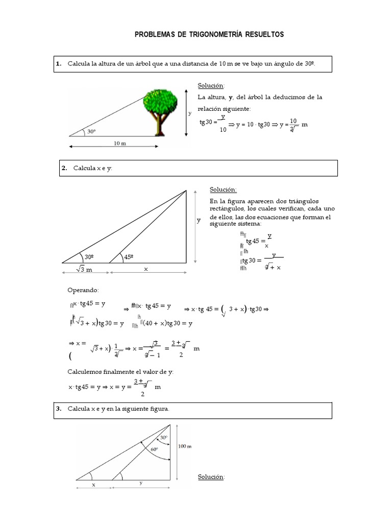 Problemas de Trigonometría Resueltos | PDF | Triángulo | Trigonometría