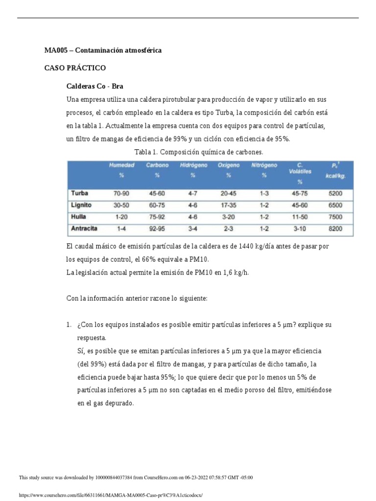 MAMGA MA0005 Caso PR Ctico | PDF | Combustibles | Partículas