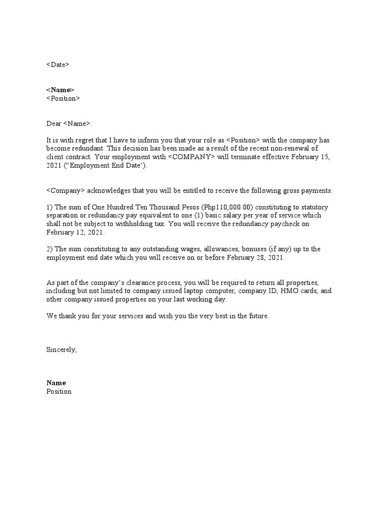 Redundancy Letter | PDF