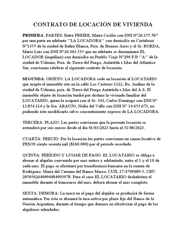 Contrato de Locación | PDF | Derecho privado | Justicia