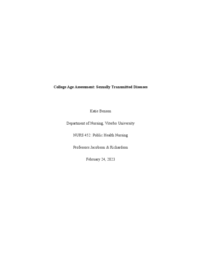 Community Assessment Paper Draft Pdf Sexually Transmitted Infection