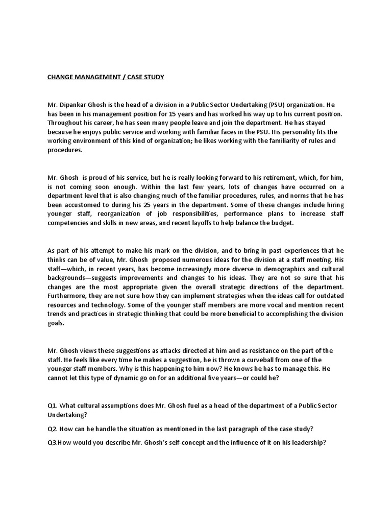 Change Management..case Study | PDF | Cognition | Business