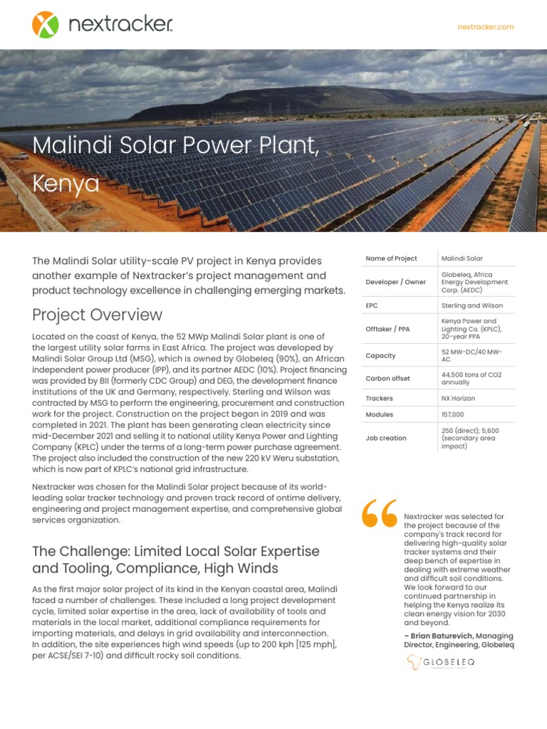 MKT 000107 - Rev A - NX Malindi Solar Power Plant Case Study | PDF ...