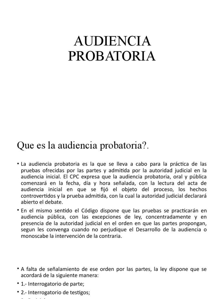 Clase 7. Audiencia Probatoria | PDF | Sentencia (ley)