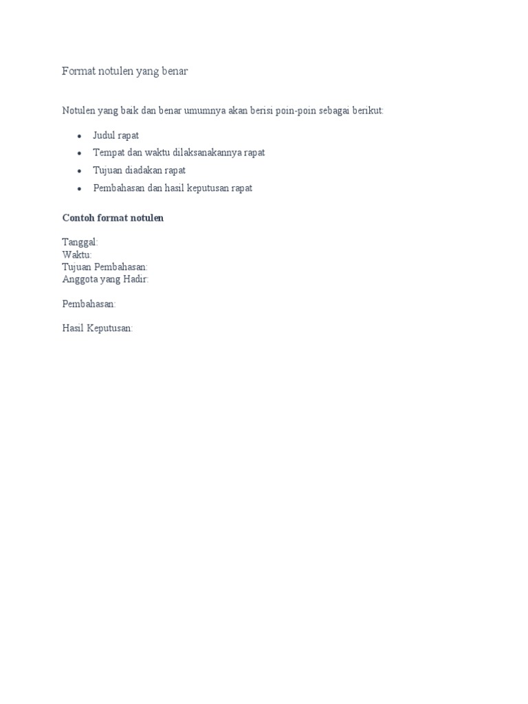 Format Notulen Yang Benar | PDF