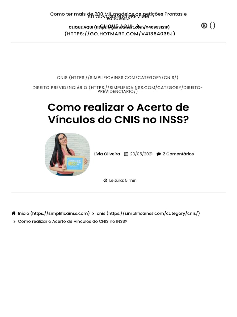 Como Realizar o Acerto de Vínculos Do CNIS No INSS - Simplifica | PDF | Business