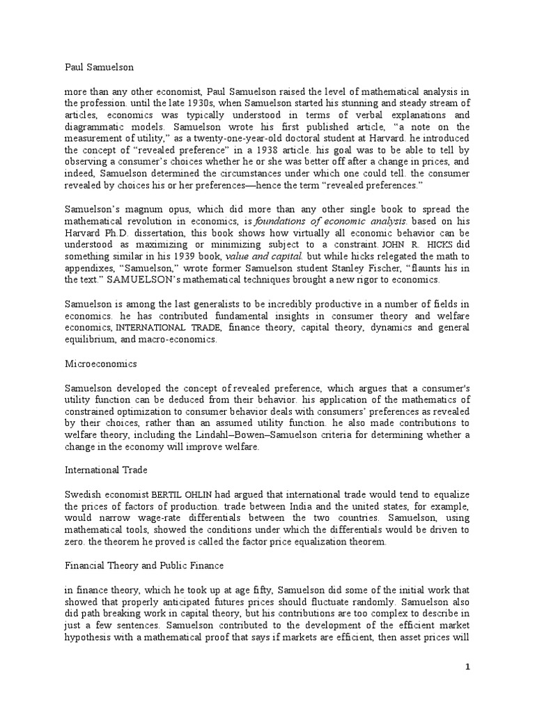 Samuelson | PDF | Economics | Macroeconomics
