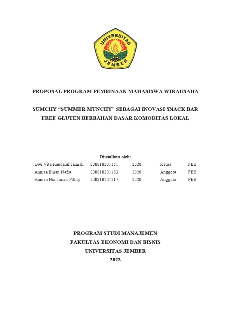 Proposal Program Pembinaan Mahasiswa Wirausaha Sumchy "Summer Munchy ...
