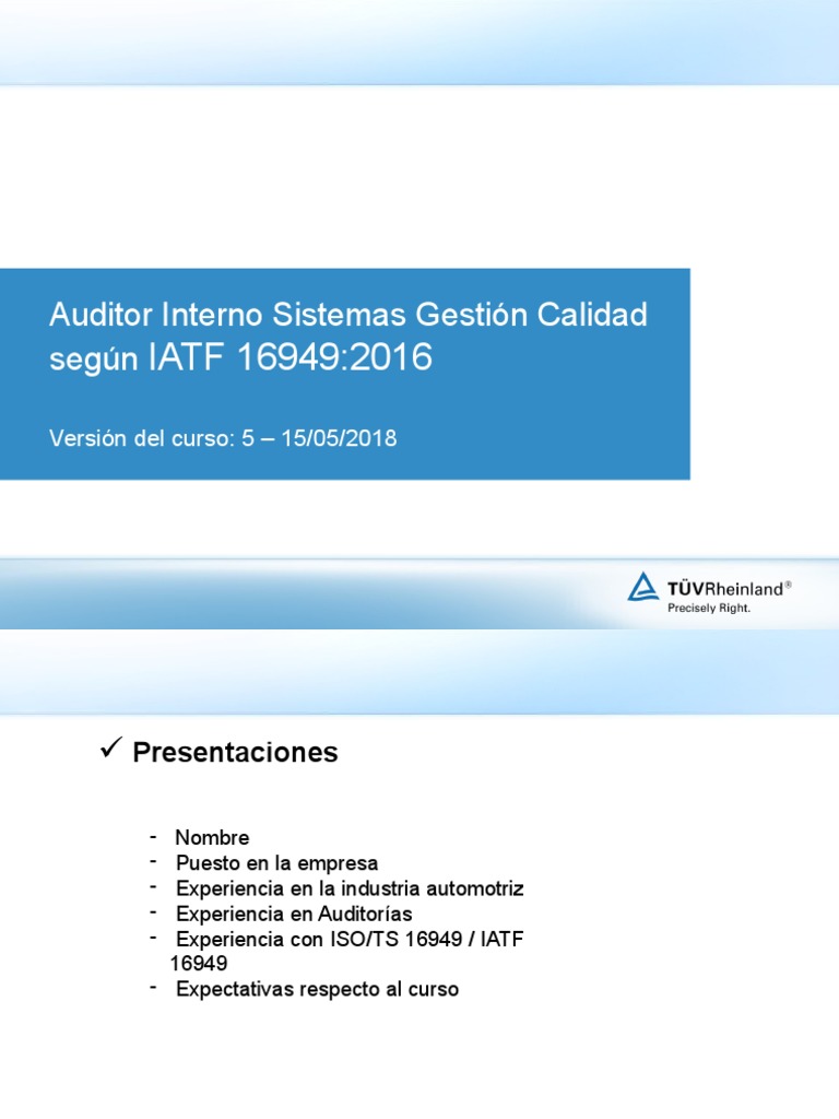 IATF 16949:2016: Auditor Interno Sistemas Gestión Calidad Según | PDF ...