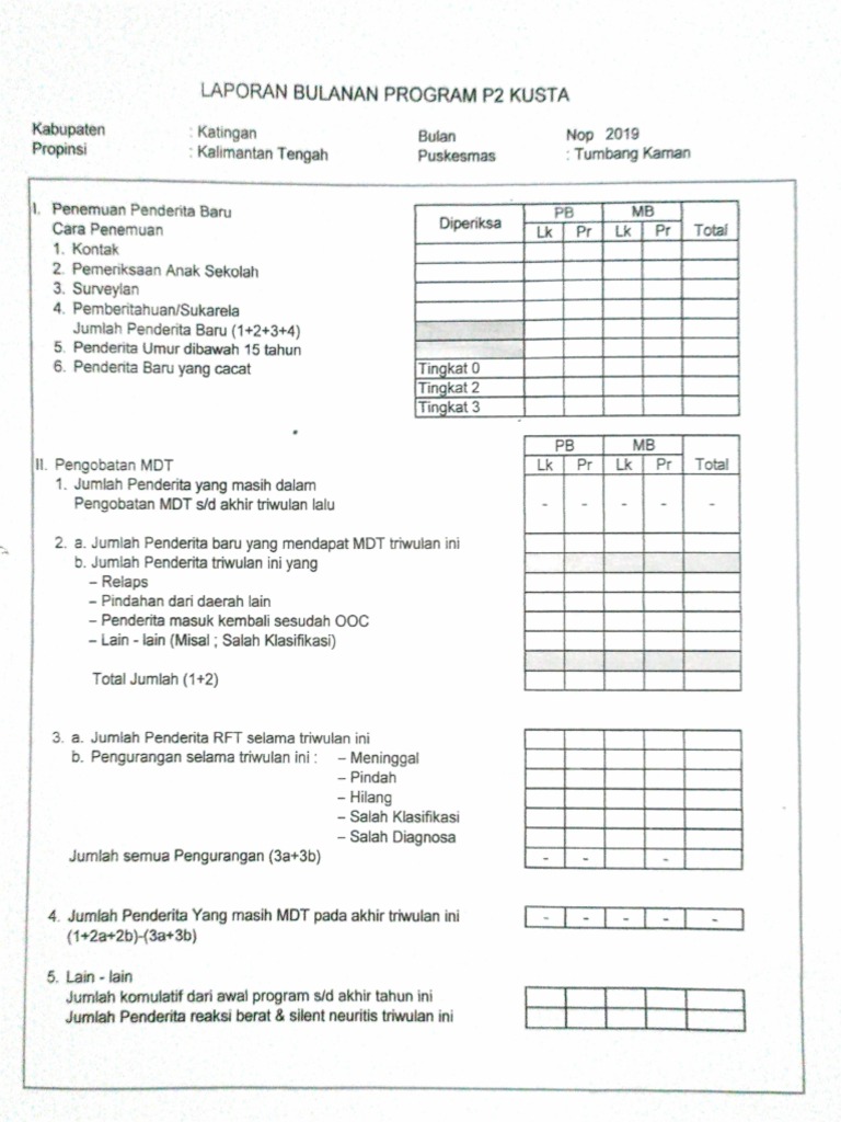 Blanko Laporan Kusta | PDF