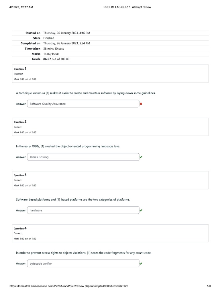Object Oriented Programming Prelim Lab Quiz 1 | PDF