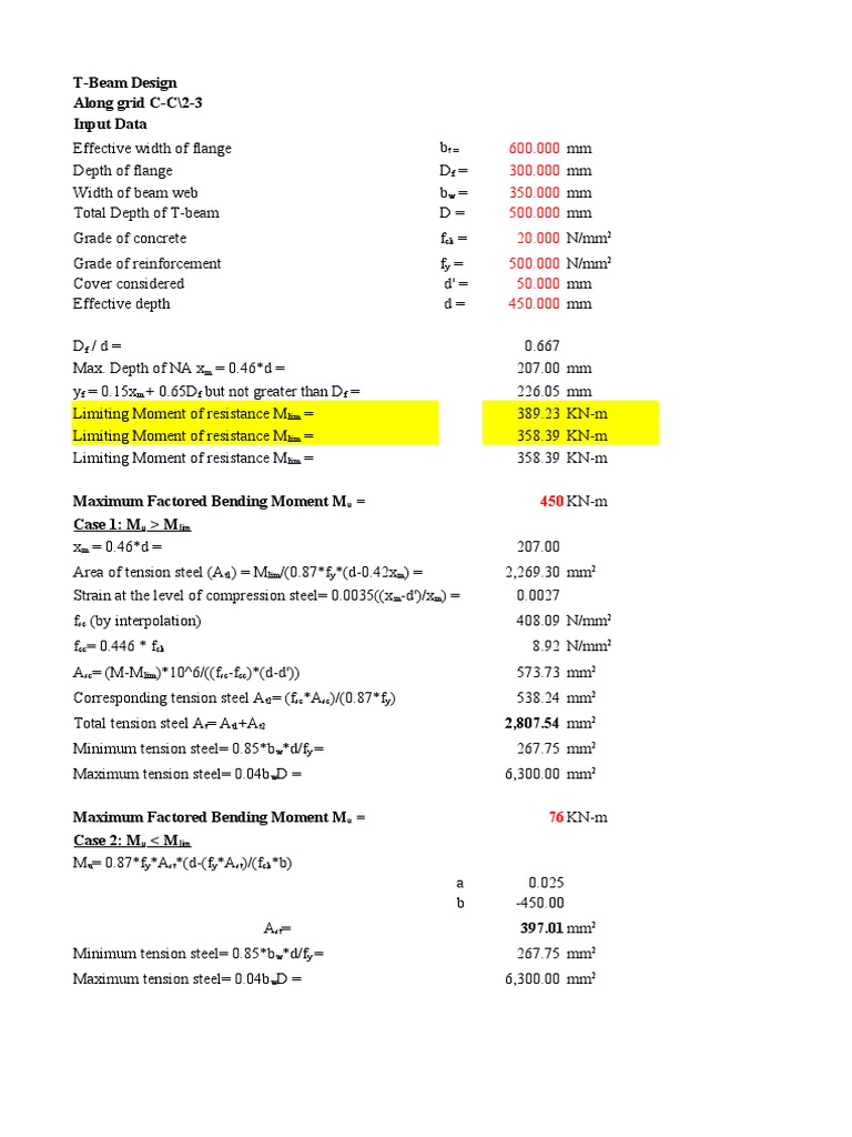 T Beam Design | PDF | Physical Sciences | Solid Mechanics