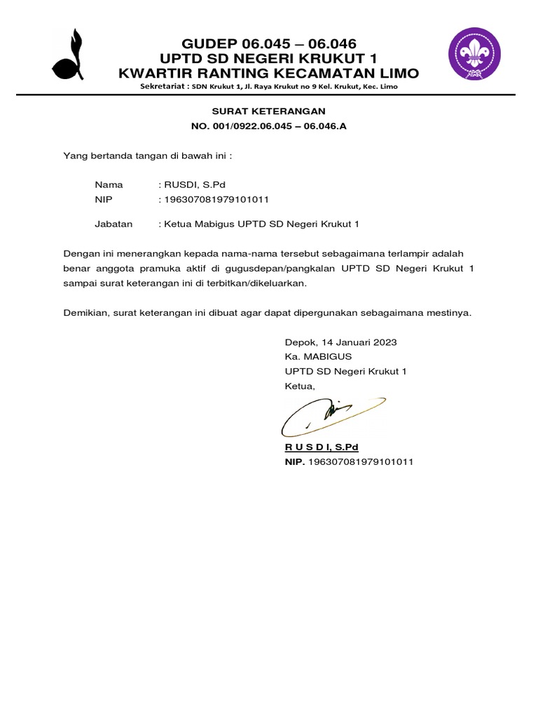 Surat Gudep | PDF