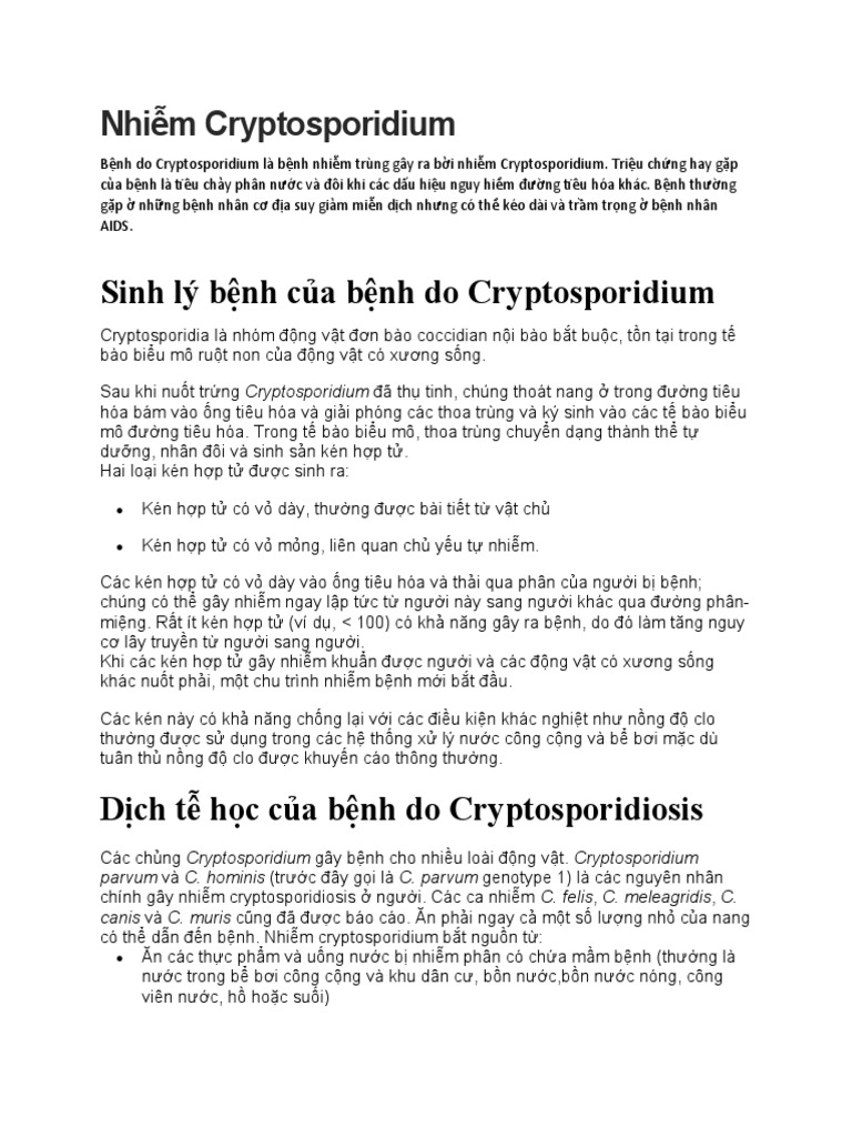 Nhiễm Cryptosporidium | PDF
