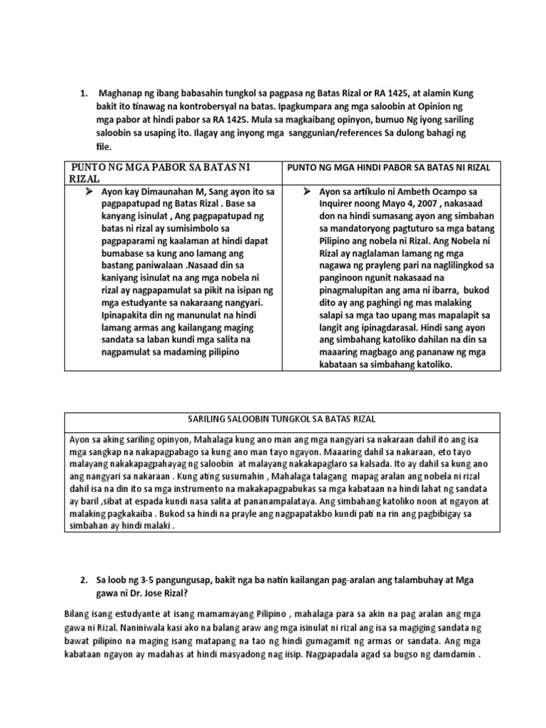 Maghanap NG Ibang Babasahin Tungkol Sa Pagpasa NG Batas Rizal or RA ...